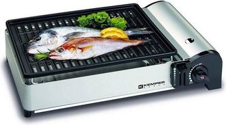 Kemper Barbecue gaz portable 1900W, Plancha gaz anti-adh&eacute;sive avec sac, Id&eacute;al camping, terrasse, balcon Kemper