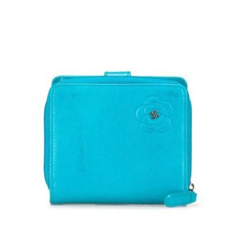 Chanel Portefeuille en cuir doccasion - Femme - Pre-owned - Bleu - Taille: ONE Size