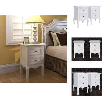 vidaXL Nachttische 2 Stk. mit 2 Schubladen mdf Wei&szlig; - Vintage Nachttisch - Schreibtischlampe - Nachttischset - Wohnzimmer Deko - Schlafzimmereinrichtung