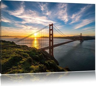 Pixxprint Gigantische Golden Gate Bridge in San Francisco, Größe: 100x70cm, Leinwandbild, fertig gespannt, Wandbild, Dekoration, Kunstdruck, kein Poster
