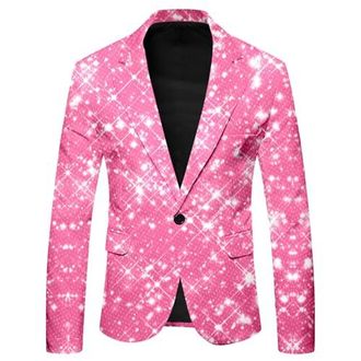 Generico Blazer &agrave; paillettes brillantes Veste costume pour homme D&eacute;guisement de carnaval pour homme Carnaval Outfit des ann&eacute;es 80 Balle disco Costume de groupe