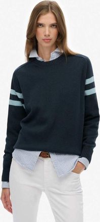 Superdry Pull en maille ray&eacute;e d&eacute;contract&eacute; - Bleu marine fonc&eacute;