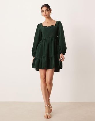 Nobody's Child Elsa - Robe courte à manches longues - Vert foncé-Noir