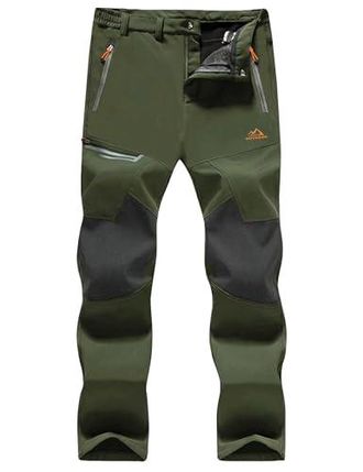 Magcomsen Pantalon dhiver chaud pour homme avec doublure en polaire imperm&eacute;able et poches zipp&eacute;es, vert militaire, 46