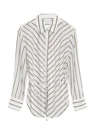 Comma Langarmbluse Bluse Semitransparente Lyocellmix-Bluse mit G&uuml;rtel