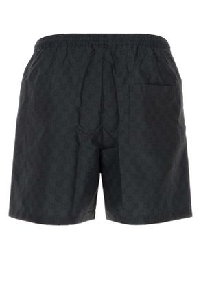 Gucci Mens Printed Polyester Swimming Shorts Blackgreymc
