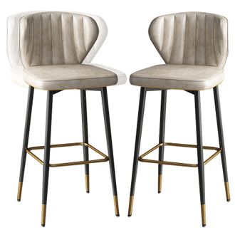 Generic 26/30 Zoll hohe Barhocker mit Kunstlederbezug und Fu&szlig;st&uuml;tze, um 360&deg; drehbare Barhocker f&uuml;r K&uuml;cheninsel, Kneipe, Bistro