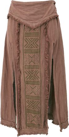 Guru Shop Langer Boho Panel Skirt, Offener Sommerrock, Ethnostyle Rock - Braun, Damen, Baumwolle