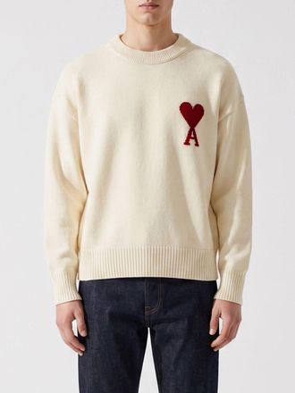 Ami Rollkragenpullover aus Wolle mit Jacquard-Logo und &uuml;berschnittenen Schultern