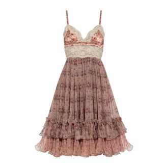 Dolce & Gabbana Femme, Robes, Rose, Taille: 38 FR Robe en mousseline de soie &agrave; imprim&eacute; petits bouquets de fleurs