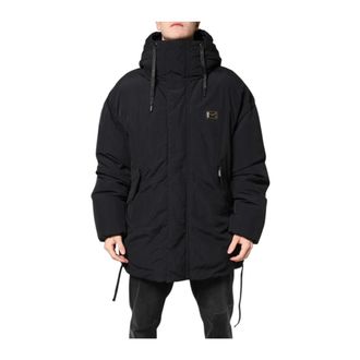 Dolce & Gabbana Schwarze Nylon Rei&szlig;verschluss Kapuzenparka Jacke - - Jackets - Herren - Schwarzk - XL