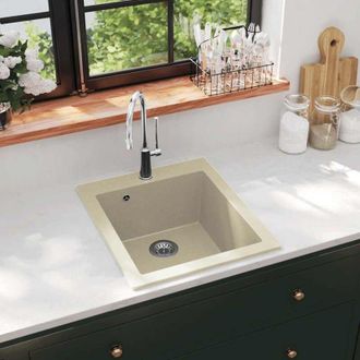 vidaXL Granitsp&uuml;le Einzelbecken Beige - Vidaxl