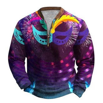 Generic Costume de carnaval pour homme - Sweat-shirt sans capuche avec fermeture &eacute;clair 1/4 - V&ecirc;tement de f&ecirc;te - T-shirt &agrave; manches longues confortable - Pull 