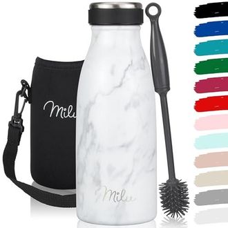 Milu Gourde en acier inoxydable 350 ml 500 ml, 750 ml, 1000 ml, 1,5 l - Bouteille isotherme, bouteille deau isol&eacute;e, double paroi anti-fuite, convient aux a