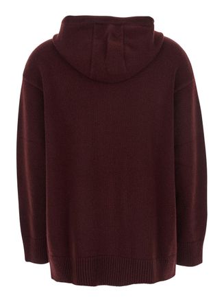Max Mara Womens Bordeaux Sweater With Drawstring Hood Wool Tops Top