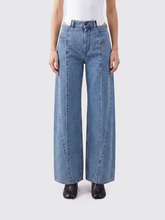 Maison Margiela Jean &eacute;vas&eacute; taille mi-haute en denim de coton bleu