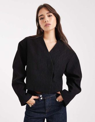 Asos Blazer court texturé - Noir