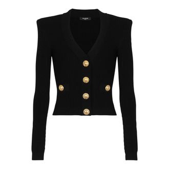Balmain Gek&uuml;rzte Strickjacke - - Knitwear - Damen - Schwarzk - M