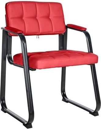 Clp Chaise Visiteur Canada B - Assise et Dossier Rembourré avec Revêtement en Similicuir - Chaise de Cuisine avec Accoudoirs - Piétement en Méta, Couleur: