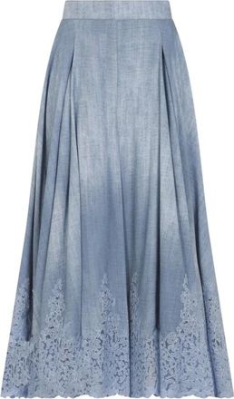Ermanno Scervino Femme, Jupes, Bleu, Taille: 38 FR Viscose Midi Skirt