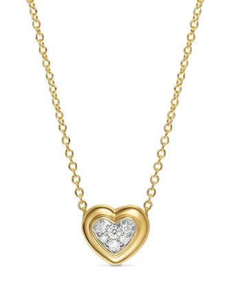 David Yurman collier Puffy Heart en or 18ct pav&eacute; de diamants