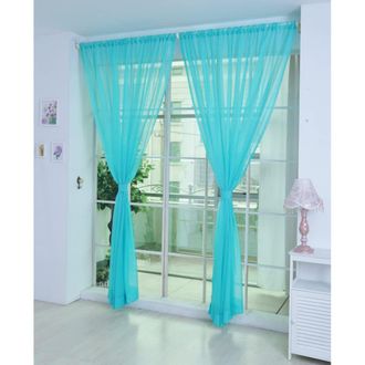 Pretyzoom Transparente Fenstervorhänge Aus Tüll-Material Pfauenblau Mit Stangentaschen Für Schlafzimmer Und Wohnzimmer Voile-vorhänge Fenstergitter Fenstertüll