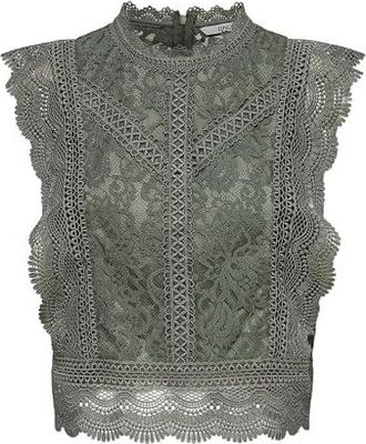 Only Onlkaro S/L Lace Top Noos WVN Chemisier &agrave; Manches Courtes, Marron, L Femme