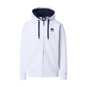 North Sails Homme, Sweatshirts et sweats &agrave; capuche, Blanc, Taille: 3XL Sweat &agrave; capuche en coton biologique avec fermeture &eacute;clair compl&egrave;te