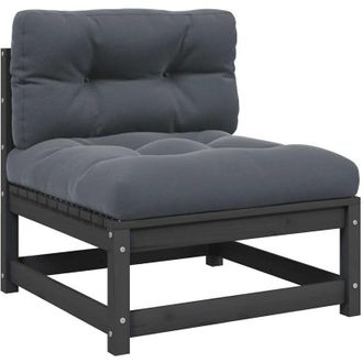 vidaXL Garten-Mittelsofa mit Anthrazit Kissen Grau Massivholz Kiefer - Vidaxl