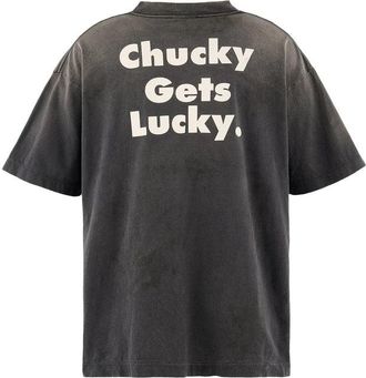 Saint Mxxxxxx Graphic Print Cotton T-Shirt - Black