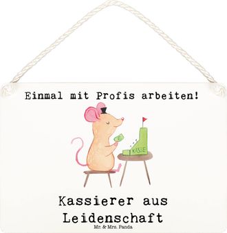 Mr. & Mrs. Panda Schild Kassierer Leidenschaft DIN A6 - Geschenk, Holzschild, Witzig, Holztafel, wandhänger, Türschild Familie, Spruch, Kassenwart, Lustig