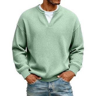 Generic DENGJIAMY T-shirt gaufr&eacute; pour homme, grande taille, faux deux pi&egrave;ces, haut tendance, col rond, t-shirt &agrave; manches longues, v&ecirc;tements d&eacute;t&eacute; d&eacute;contract&eacute;s 