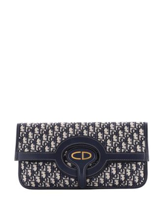 Dior Fold Over Oblique Canvas clutch bag - Blau