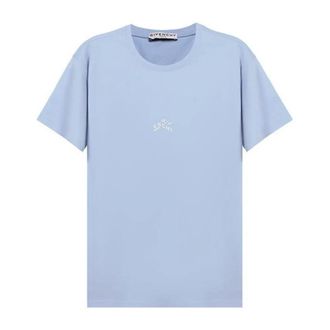 Givenchy T-Shirt mit gesticktem Logo - - Tops - Herren - Blau - XS