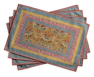 Maison d'Hermine Lot de 4 sets de table 100 % coton (33 x 48 cm) décoratifs et lavables pour dîners, fêtes, mariages et buffets Motif Marquise printemps/été