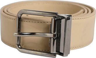 Dolce & Gabbana Leather with Metal Buckle Belt - Beige