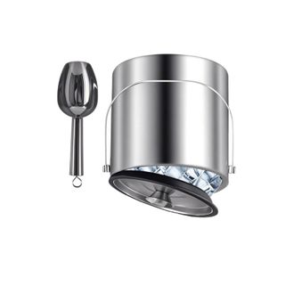 Generic 2/3/4L doppelwandiger isolierter Eisk&uuml;bel mit Deckel und Schaufelbeh&auml;lter for Cocktail-Champagner-Barzubeh&ouml;r(4L Silver)