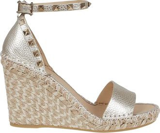Valentino Garavani Femme, Chaussures, Gris, Taille: 40 EU Rockstud Double Wedge Sandal
