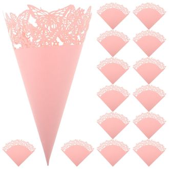 BESPORTBLE Rosa Konfetti Tüten mit Schmetterlings Spitze 20 Papier Blütenblatt Tüten für Hochzeitstischdekoration und Blütenstreu Halter