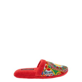Dolce & Gabbana unisex, Chaussures, Rouge, Taille: S Cotton Terry Slippers
