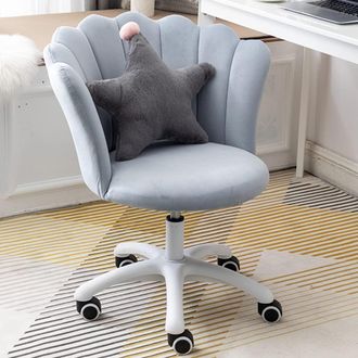 Generic Samt-Schreibtischstuhl Mit Muschelr&uuml;cken - Verstellbarer Drehstuhl for Das Heimb&uuml;ro Oder Den Schminktisch(/Light Blue a)