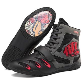 Generic MiaZane Chaussures de Boxe avec Sangle Avant Ajustable Maintien pr&eacute;cis Bottines de Lutte entra&icirc;nement Tige Respirante Semelle Fine antid&eacute;rapante contr