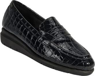 Desa Mocassins en Cuir pour Femme - Talon compens&eacute;, Respirants | Bleu fonc&eacute; - 39