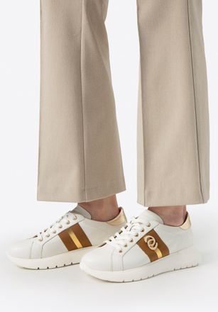 Wittchen Damen-Sneaker aus Naturleder mit Metallelementen in Creme und Gold