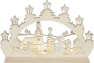 Rudolphs Schatzkiste Schwibbogen Schneemann mit Kinder LED Natur BxHxT 23,5x16x3cm NEU Lichterbogen Fensterbogen Spitzbogen Erzgebirge Weihnachten Bergbau Bergmann Licht H