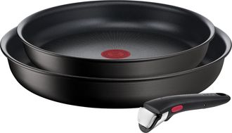 T-fal Kookgerei Tefal Ingenio Unlimited Koekenpannen 24+28 Cm Met Handgreep Zwart
