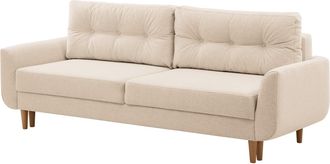 Norrwood home24 Schlafsofa Kaavi I Beige/Creme Webstoff Deran 229 x 102 x 92cm mit Schlaffunktion Skandi