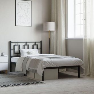 vidaXL Cadre de lit m&eacute;tal sans matelas avec t&ecirc;te de lit noir 100x190cm Vidaxl