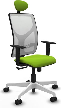 Piqueras y Crespo B&uuml;rostuhl mit 1D-Armlehnen, h&ouml;henverstellbare Lendenwirbelst&uuml;tze und festes Kopfteil, ausgestattet mit 3 Positionen und Schneideschaum, Wei&szlig;/Pistazie