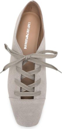 Emporio Armani Suede-Finish Lace-Up Flat - Beige